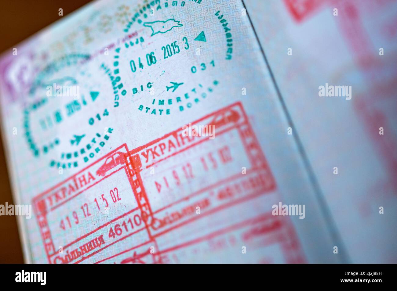 Immigration border stamps from Georgia and Ukraine in the passport ...
