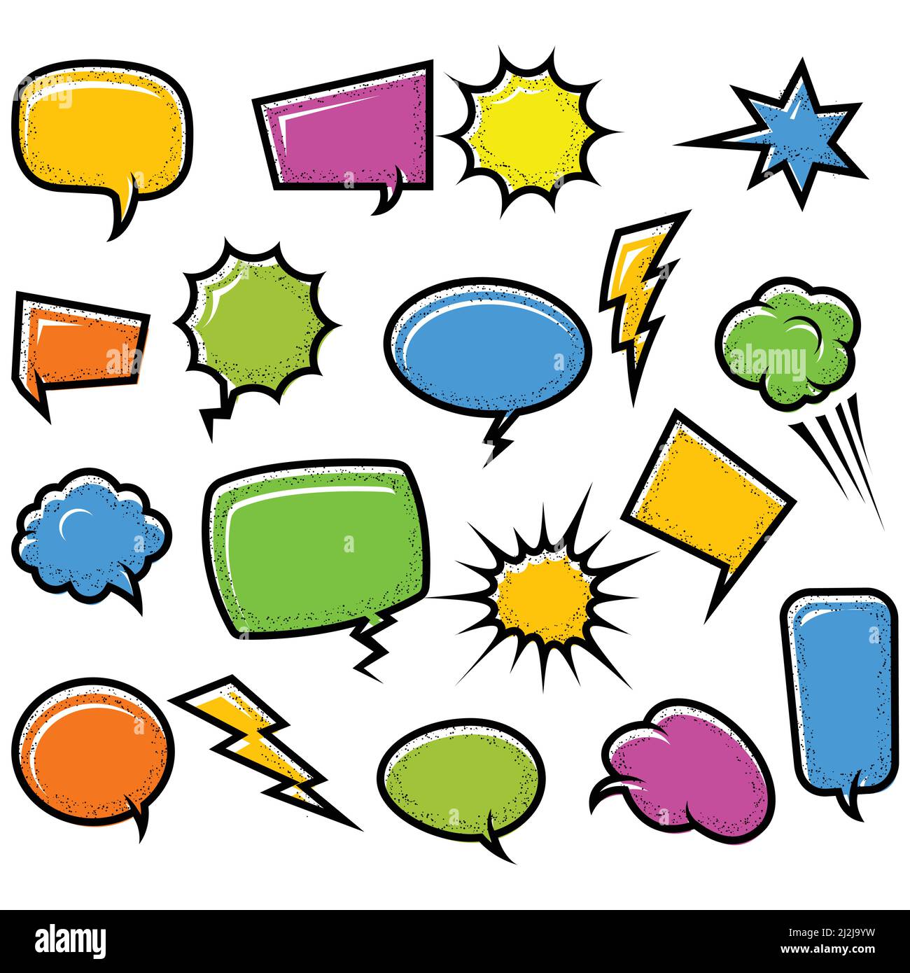 Collection of motley comic speech bubbles, cartoon retro stickers ...