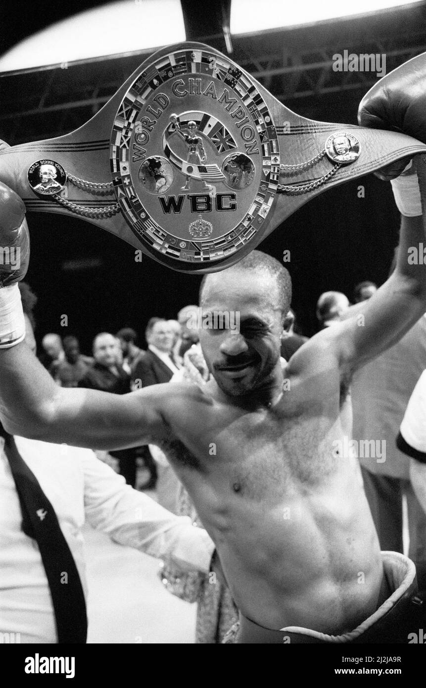 WBC and IBF, welterweight title fight between Lloyd Honeyghan and ...