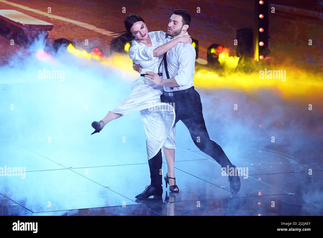 Vito Coppola and Arisa during the last episode of the broadcast the ...