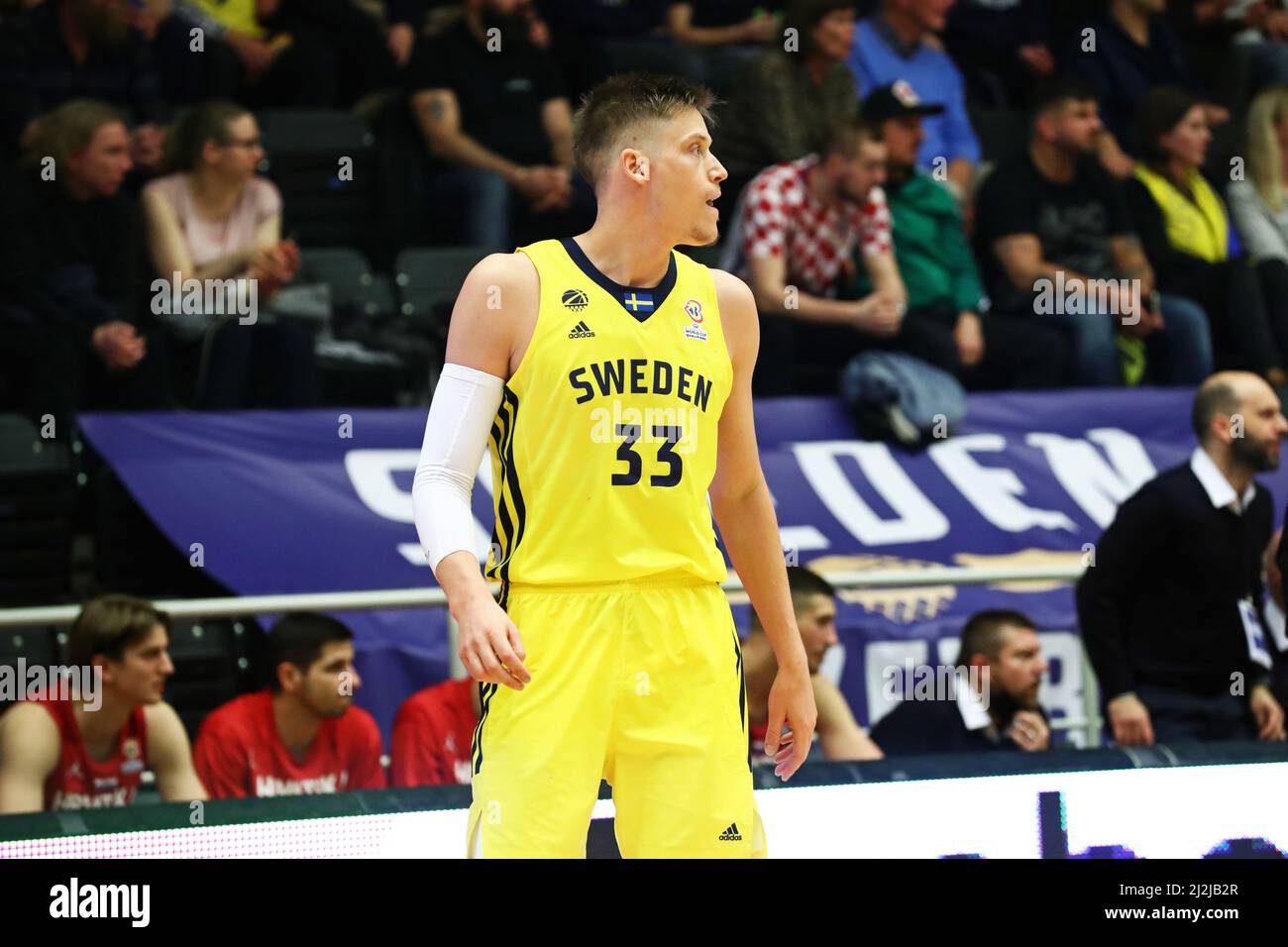Sweden`s no. 33 Jonas Jerebko during Monday's FIBA World Cup qualifiers ...