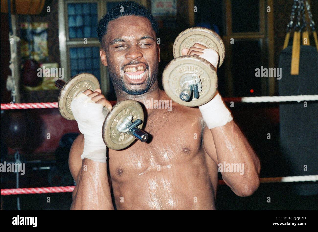 Nigel Benn training in the gym ahead of his next fight with American ...