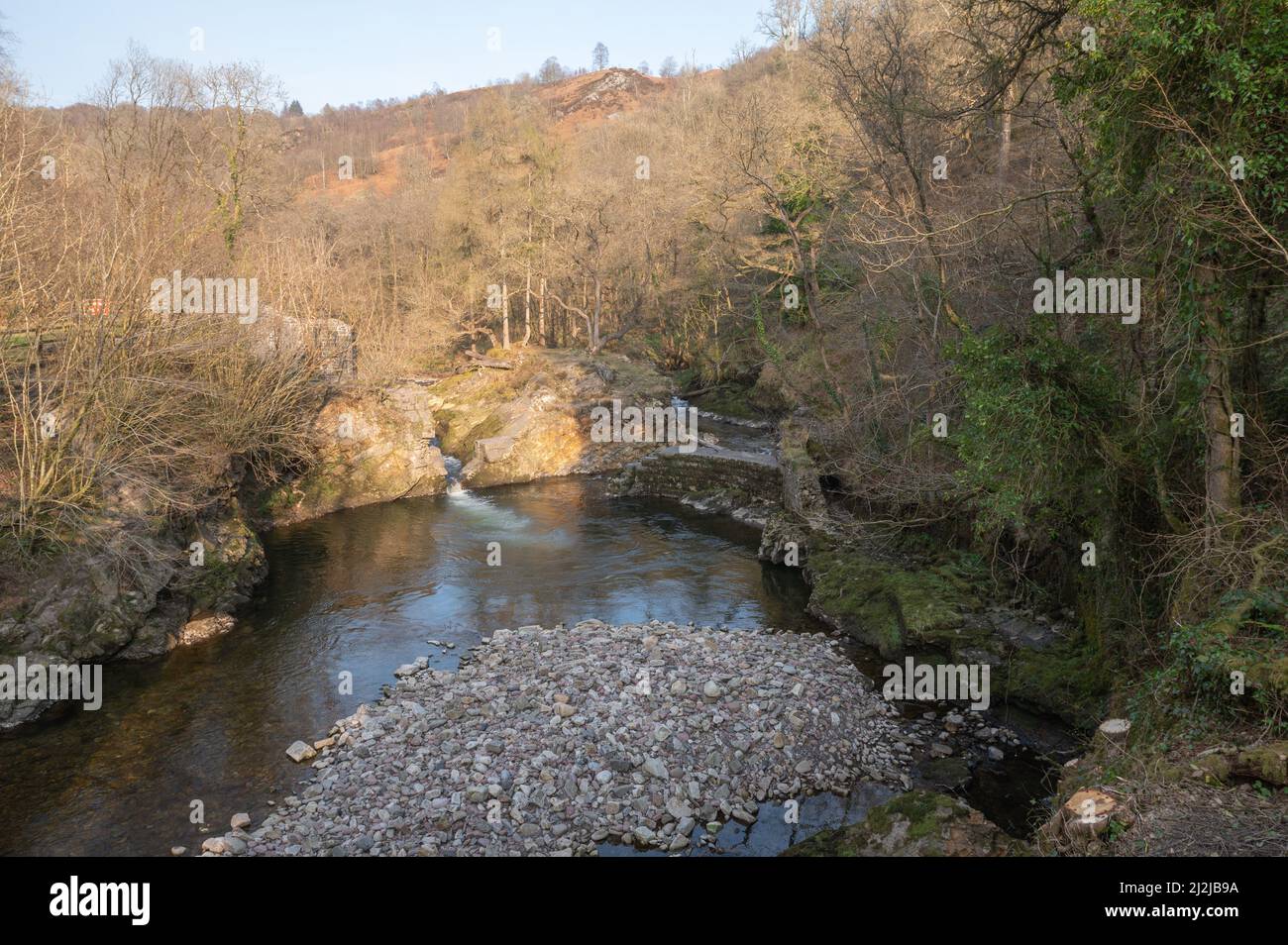Gunpowder works, Afon Mellte, Vale of Neath, Wales, UK. Man-made ...
