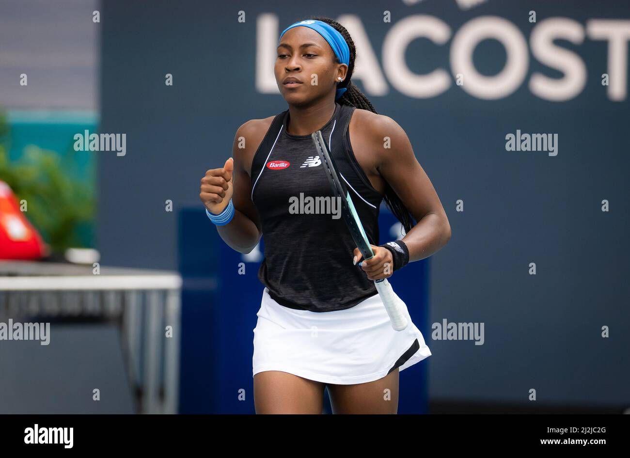 Cori Gauff of the United States in action during the doubles semi-final ...