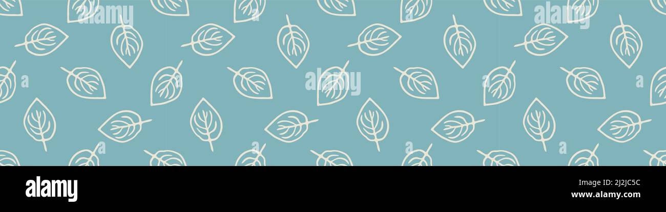 Gender neutral foliage seamless vector border. Simple whimsical 2 tone ...
