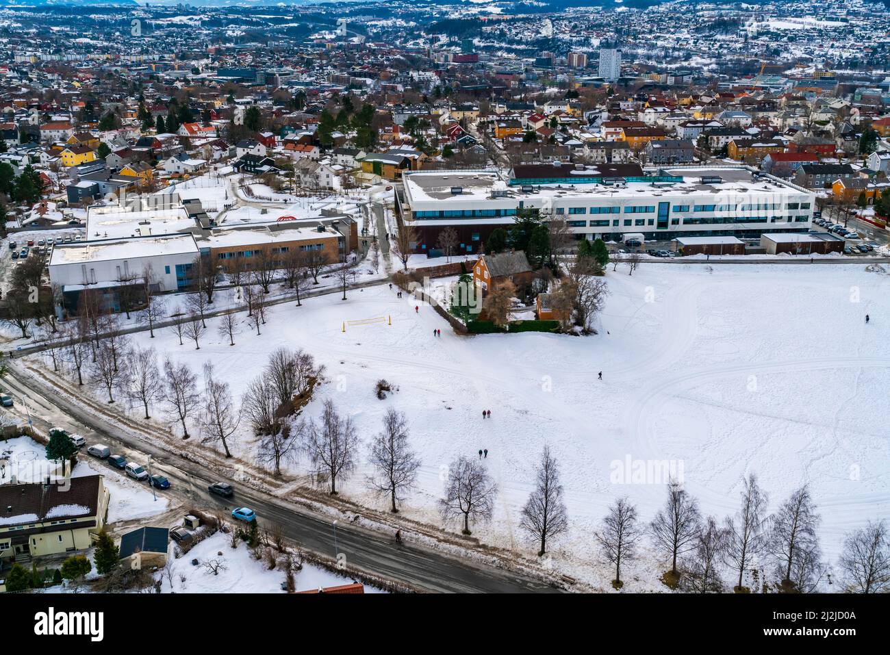 Aerial view of the Trondheim, the third most populous municipality in ...
