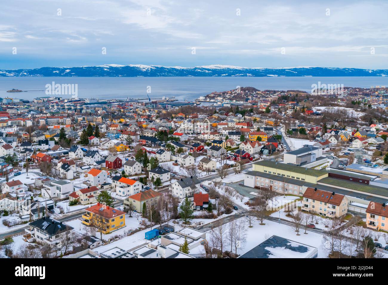 Aerial view of the Trondheim, the third most populous municipality in ...