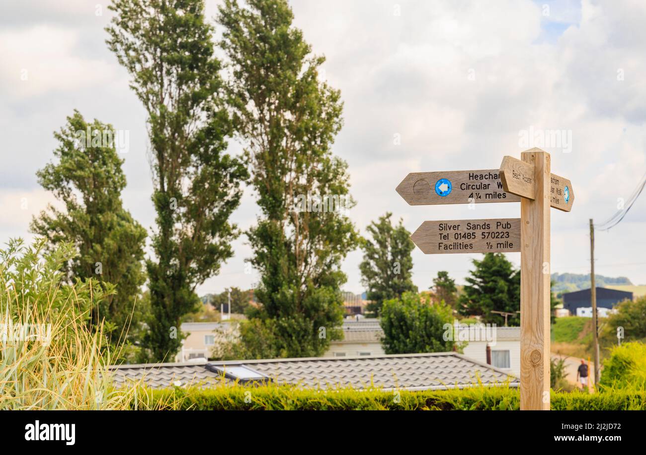 Wooden fingerpost pointing to Heacham Circular Walk and Silver Sands ...