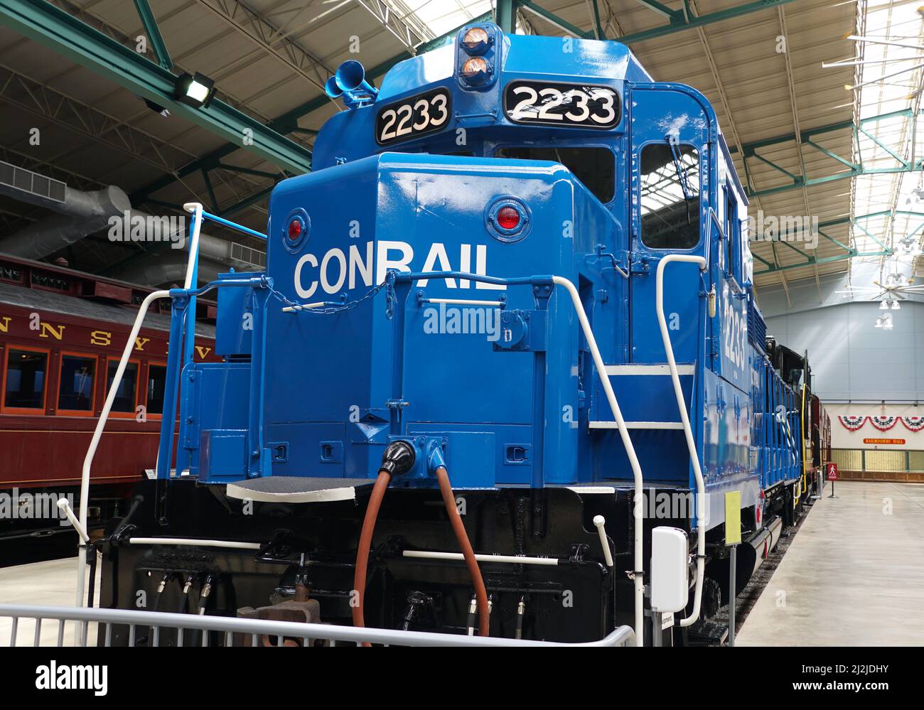 Strasburg, Pennsylvania, U.S.A - March 26, 2022 - The blue Conrail 2233 ...