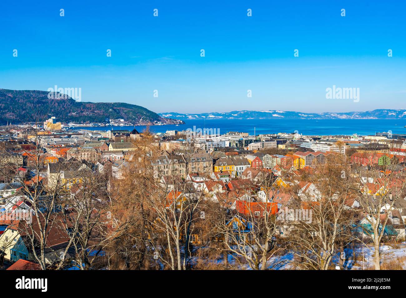 Aerial view of the Trondheim and Trondheim fjord, Norway Stock Photo ...