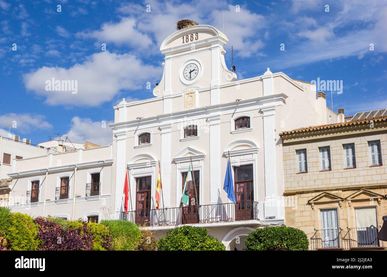 Front facade of the historic town hall in Merida, Spain Stock Photo - Alamy