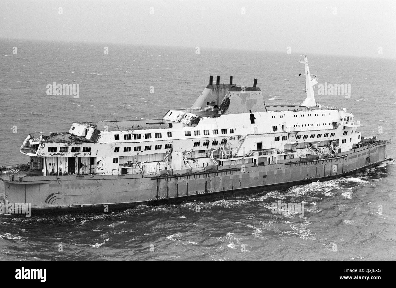 The wreckage of the Herald of Free Enterprise, which capsized at ...