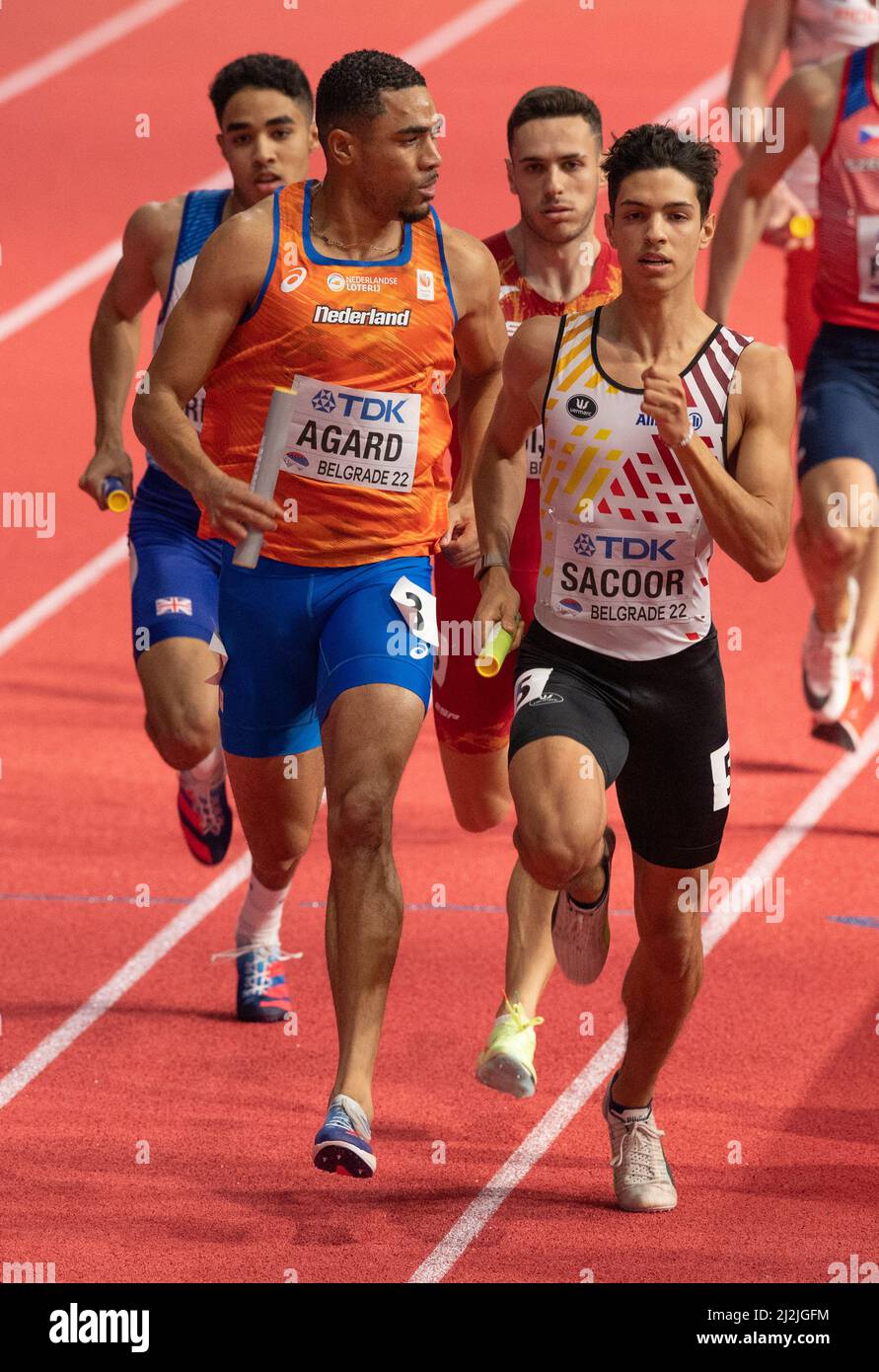 Terrence Agard NED and Jonathan Sacoor BEL competing the men’s 4x400m ...