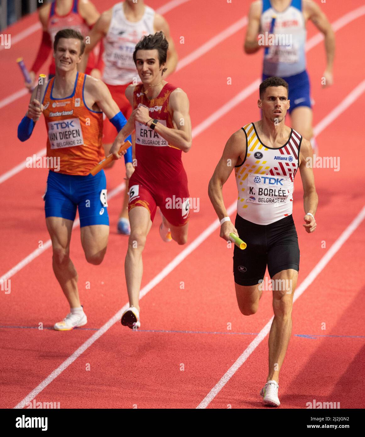 Kevin Borlee BEL competing the men’s 4x400m relay on Day Two of the ...