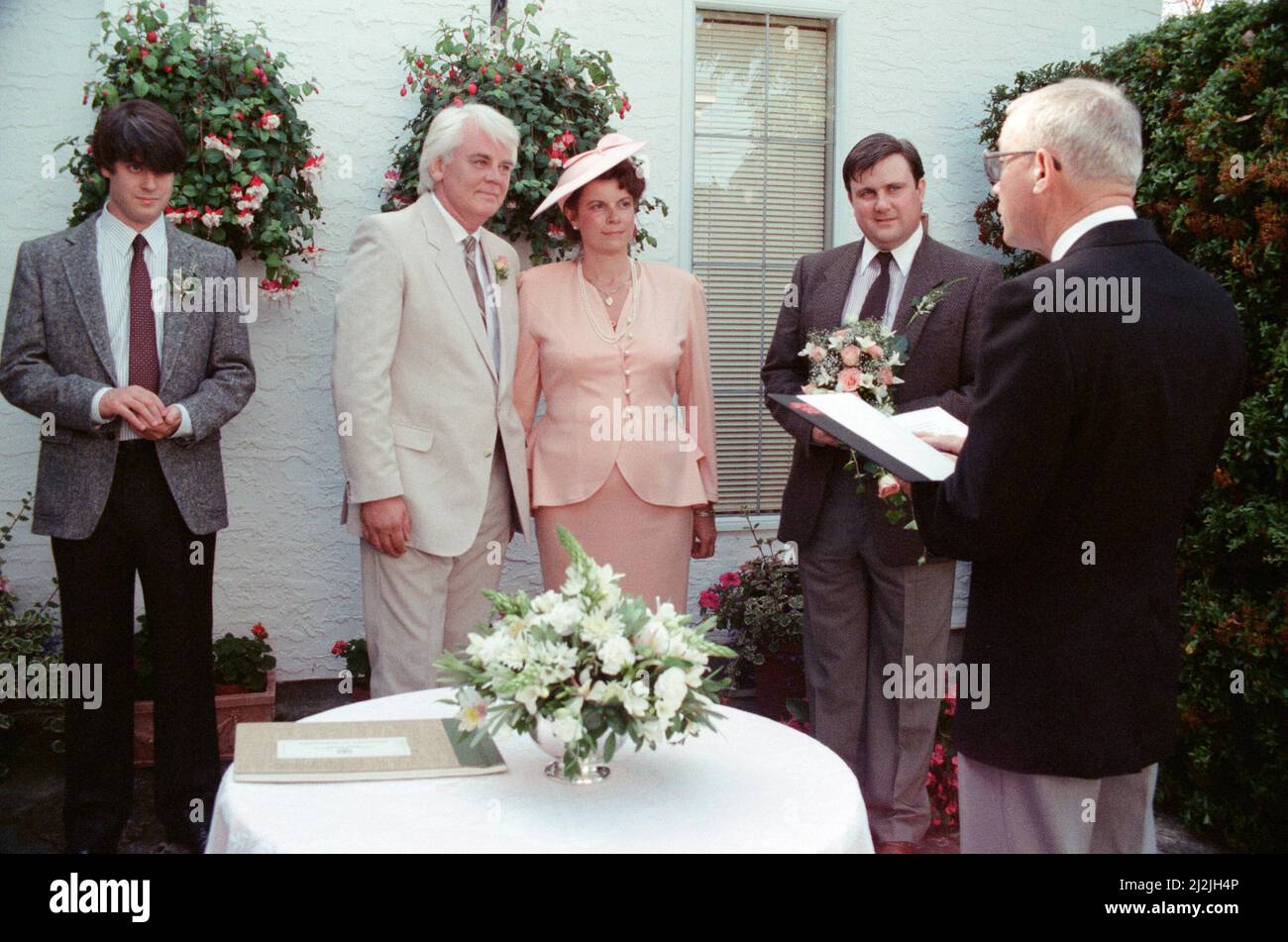 Actor Tony Booth and Nancy Jaeger at their wedding in the Jaeger family ...