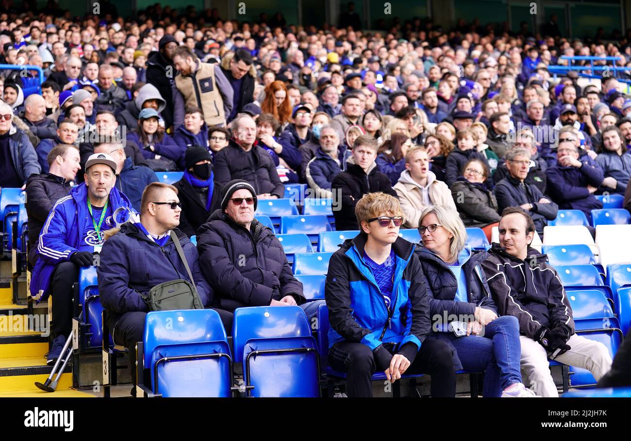 Chelsea fans in the stands and empty seats during the Premier League ...