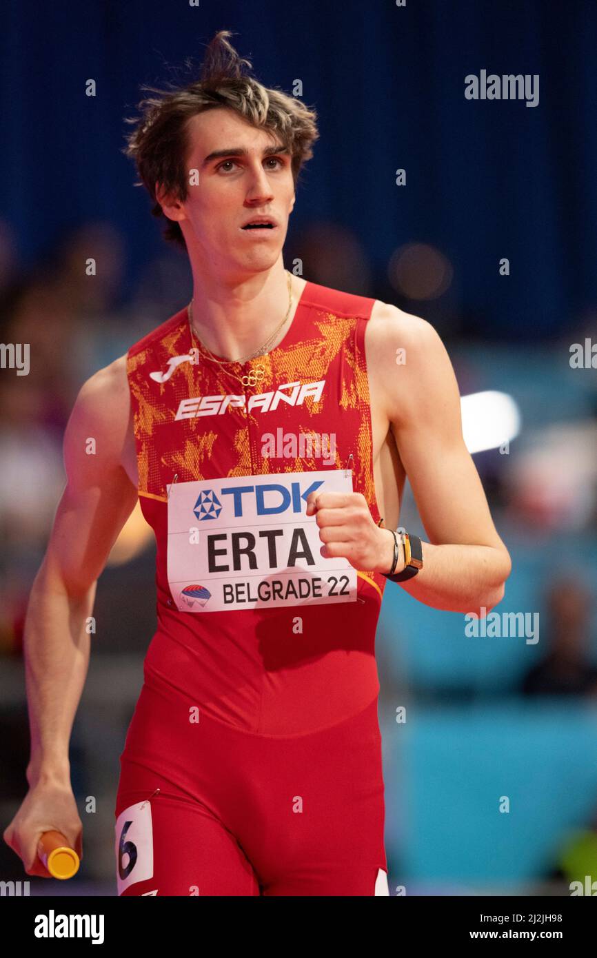 Bernat Erta SPA competing the men’s 4x400m relay on Day Two of the ...