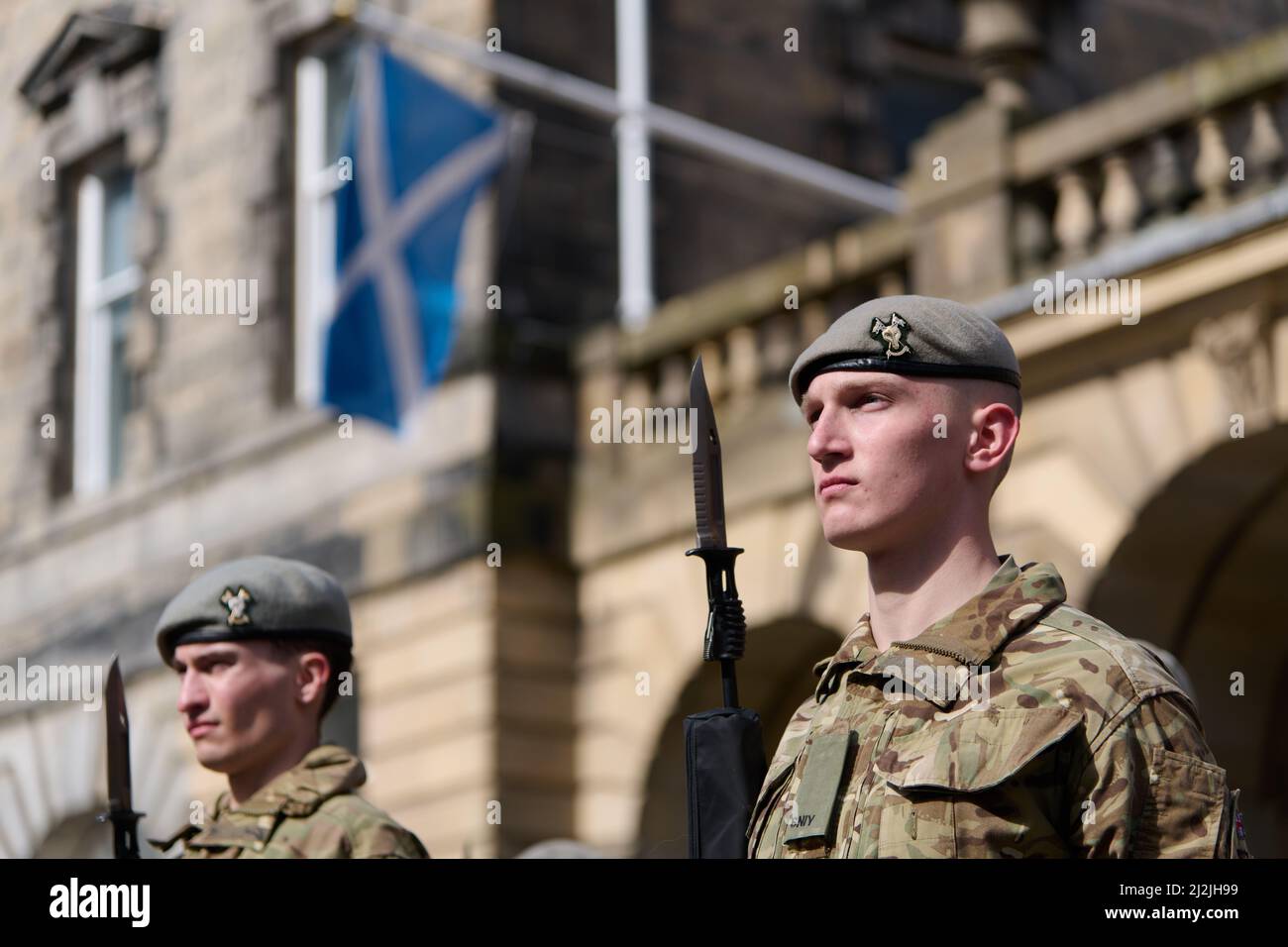 Edinburgh Scotland, UK April 02 2022.The British Army, The Scottish and ...