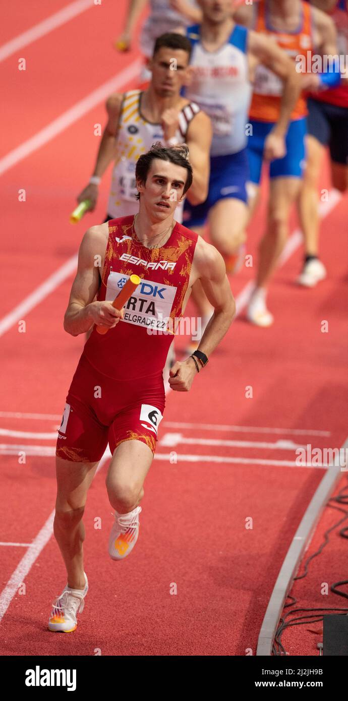 Bernat Erta SPA competing the men’s 4x400m relay on Day Two of the ...