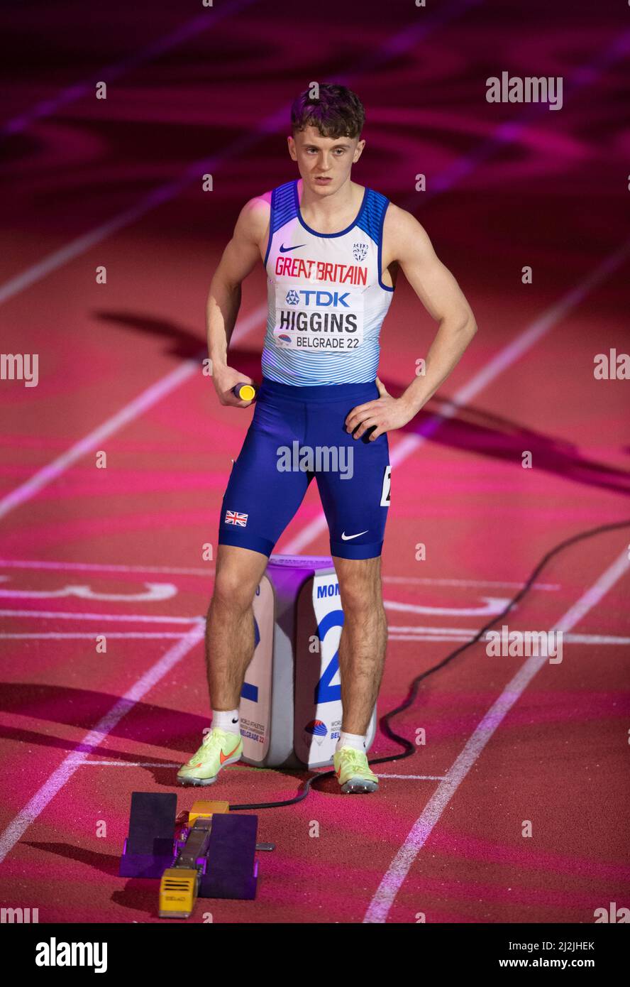 Ben Higgins GB & NI running leg one of the men’s 4x400m relay on Day ...
