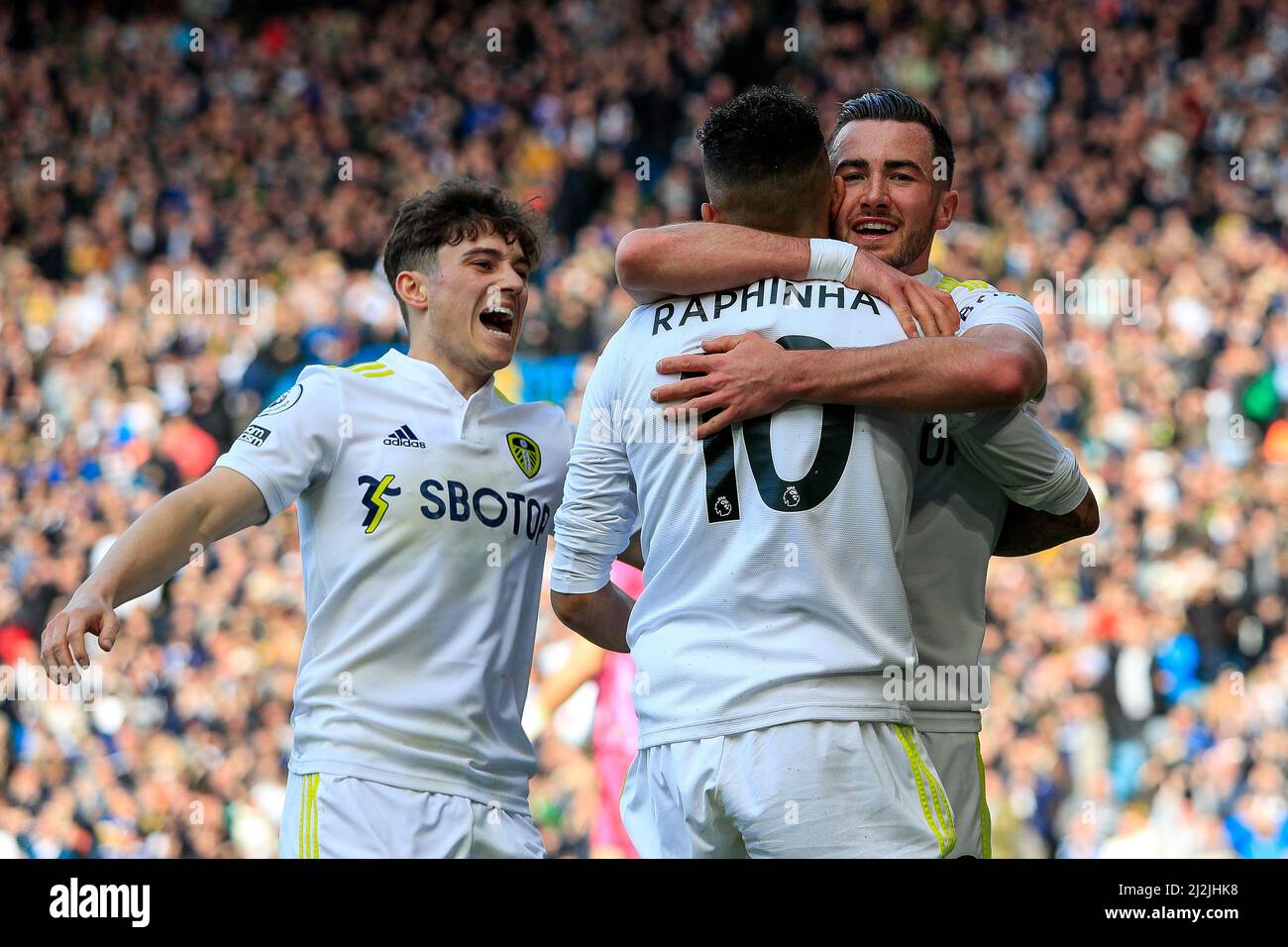 Jack Harrison #22 of Leeds United celebrates scoring the opening goal ...