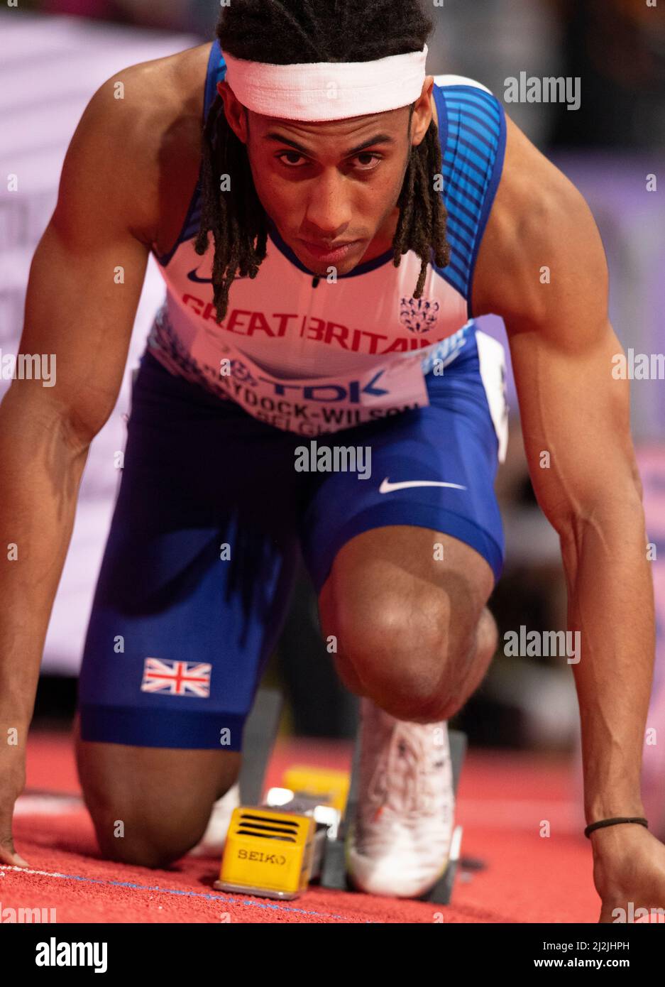 Alex Haydock-Wilson GB & NI running leg two of the men’s 4x400m relay ...