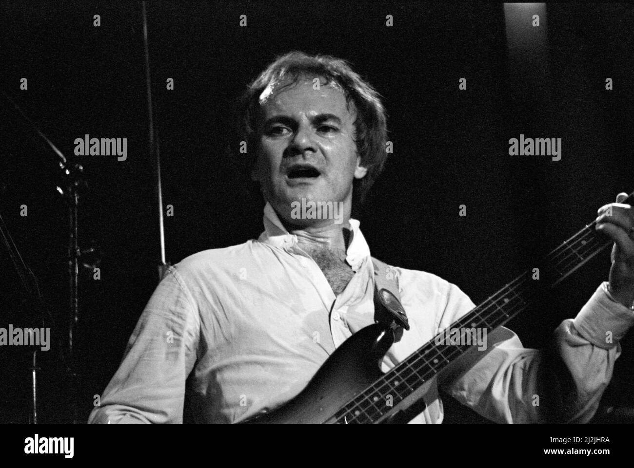 English musician Jim Rodford performing with The Kinks at the Lyceum ...