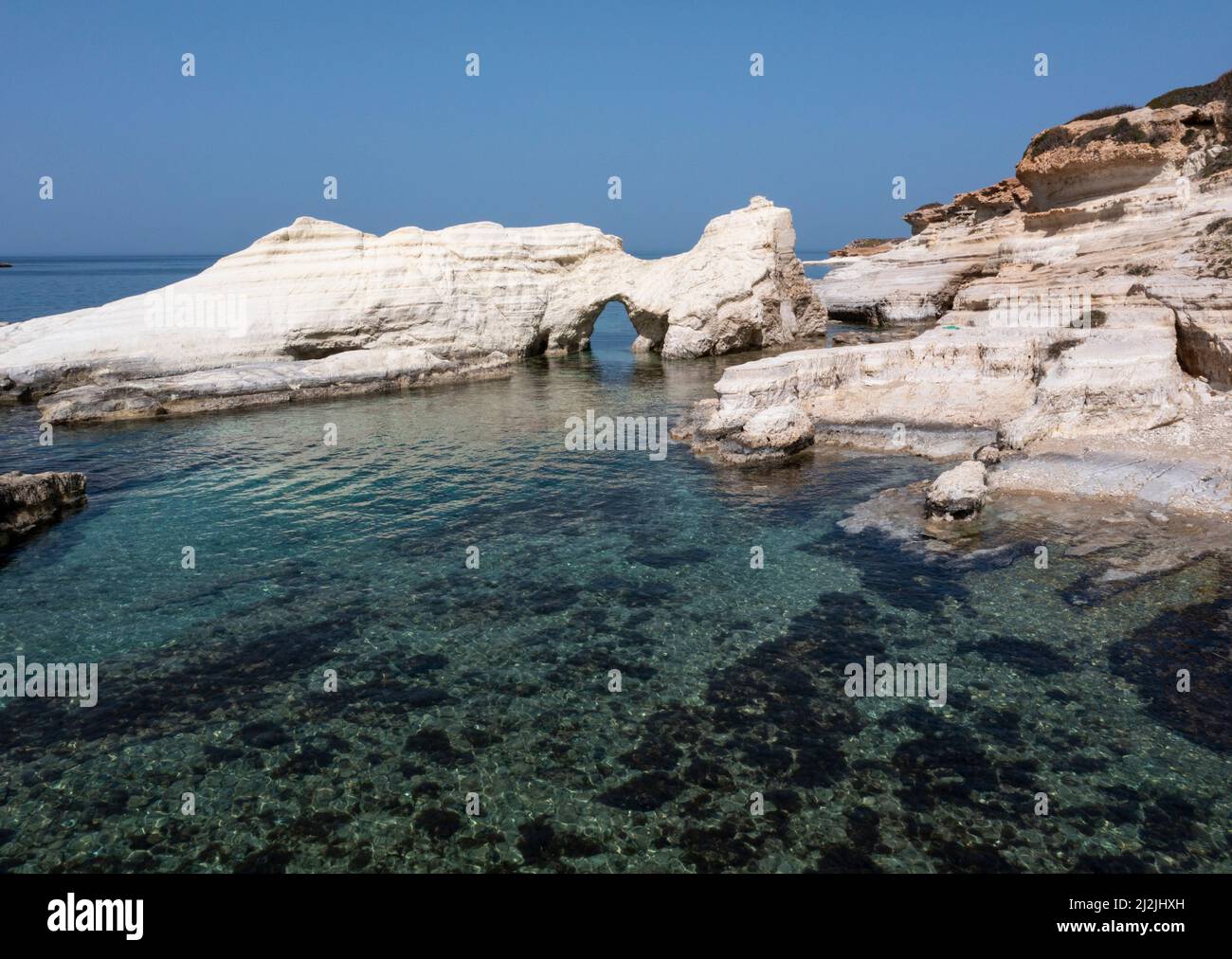 Aerial view of limestone rock formations on the coastline at Sea Caves ...
