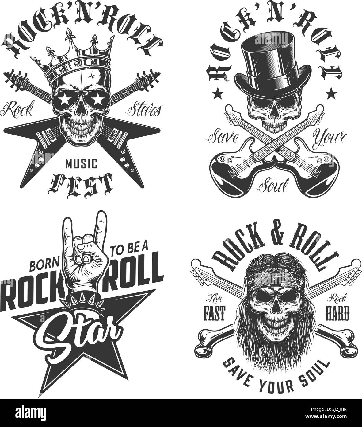 Guitar vector banner design template Black and White Stock Photos ...