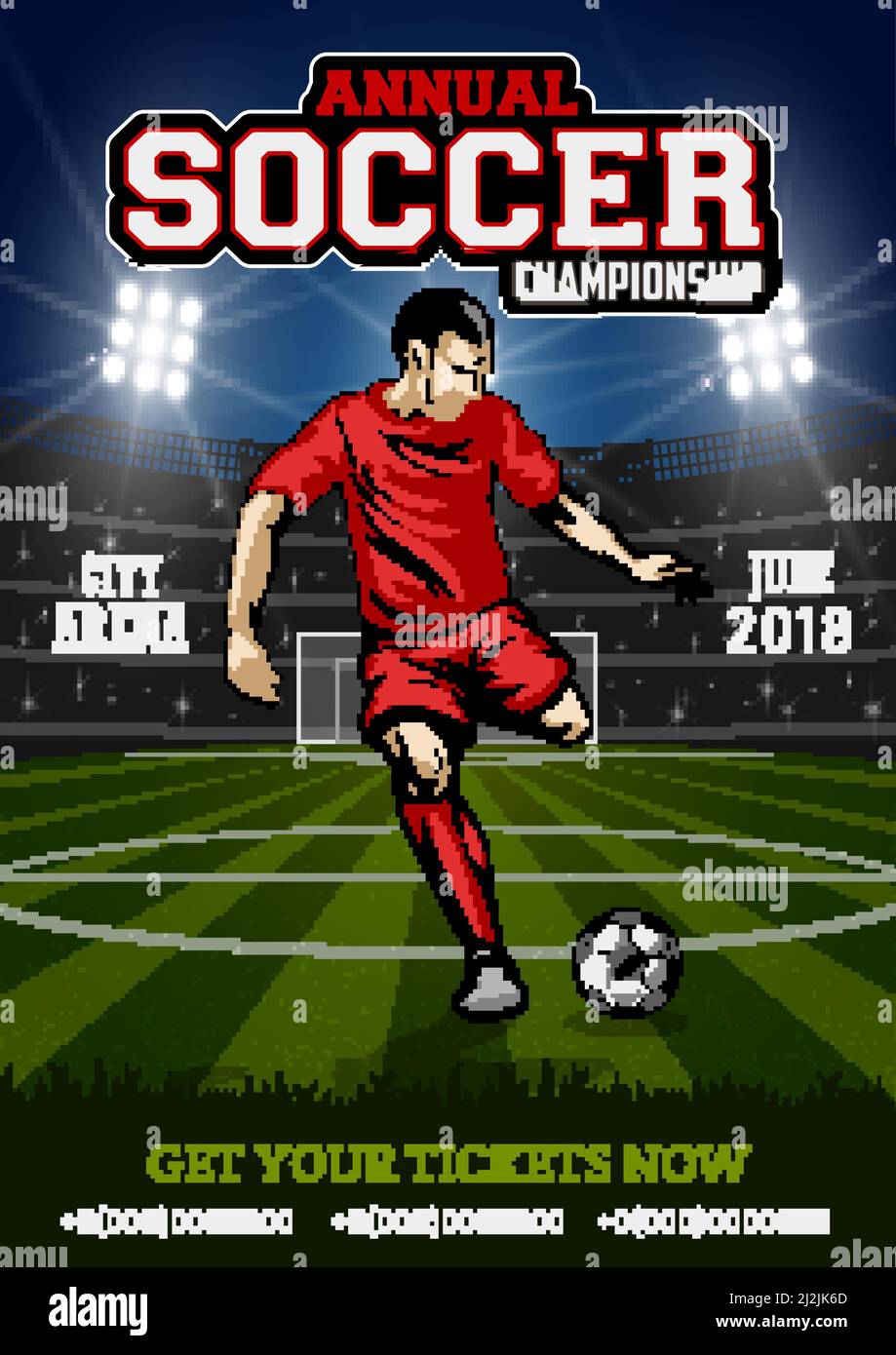 Poster with football playe on stadium. Vector illustration Stock Vector ...