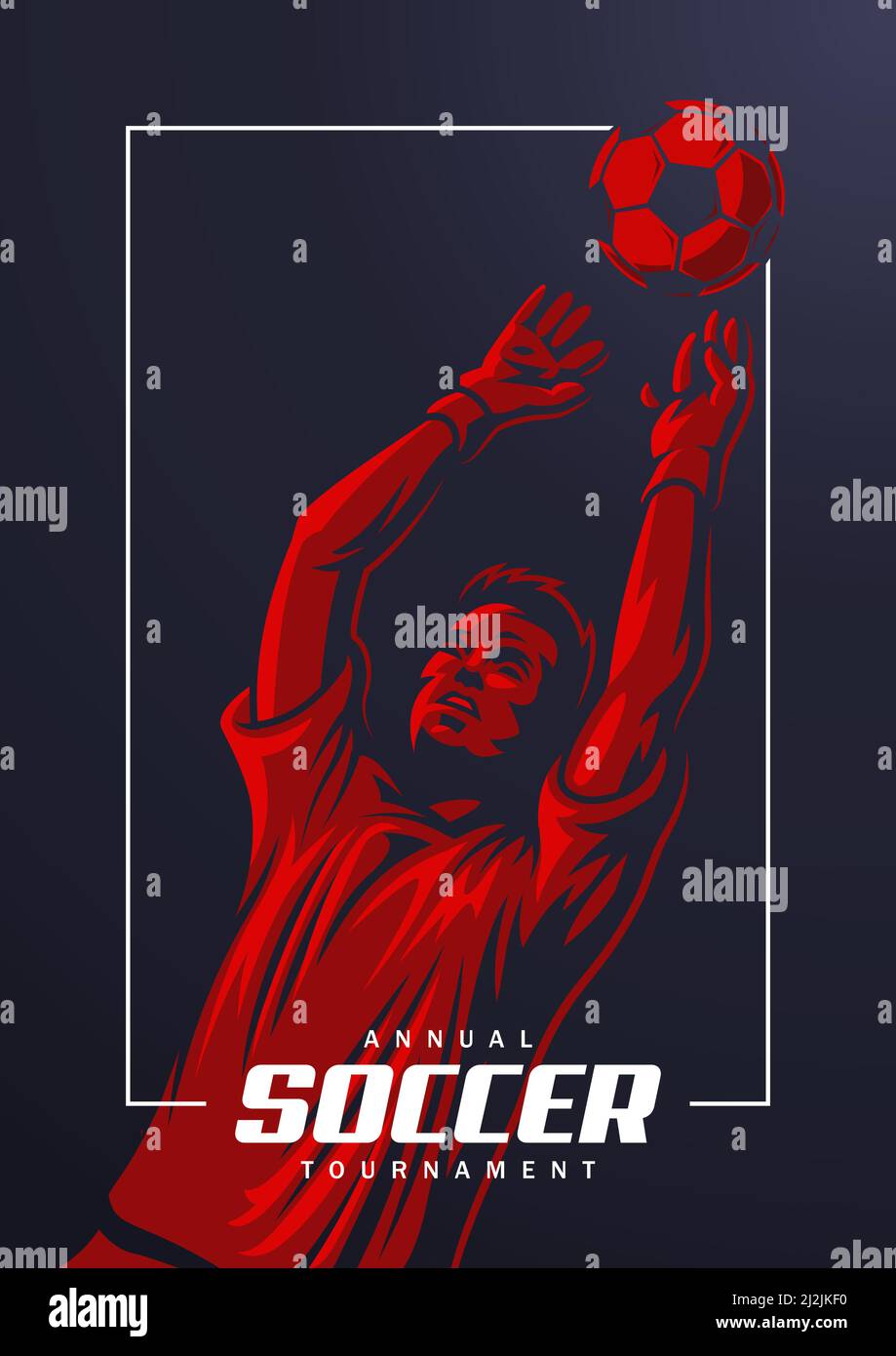 Soccer goalkeeper poster in red style. Vector illustration Stock Vector ...