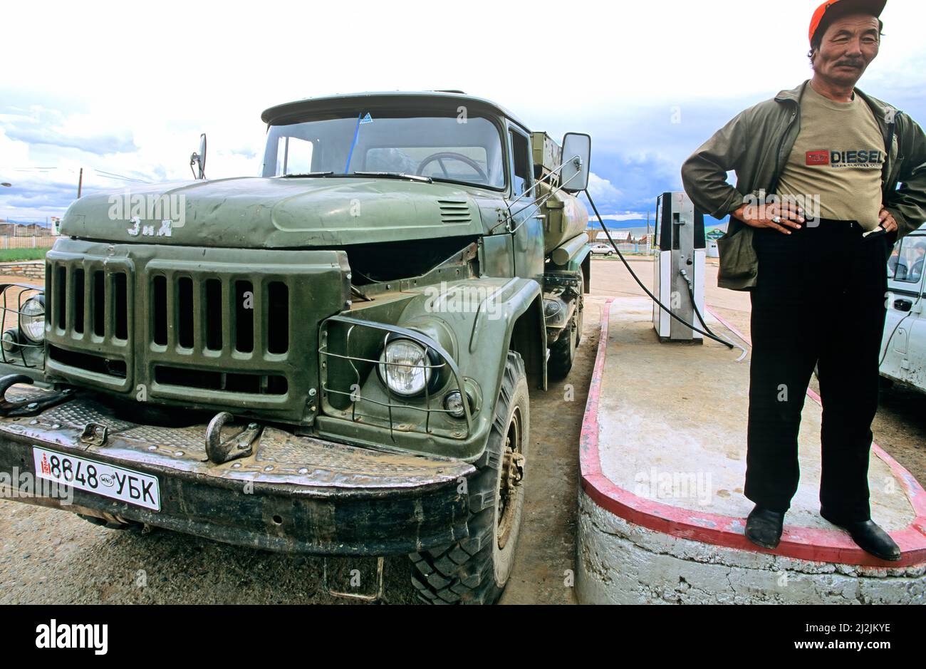 Mongolia. A big soviet truck at the gas station Stock Photo - Alamy
