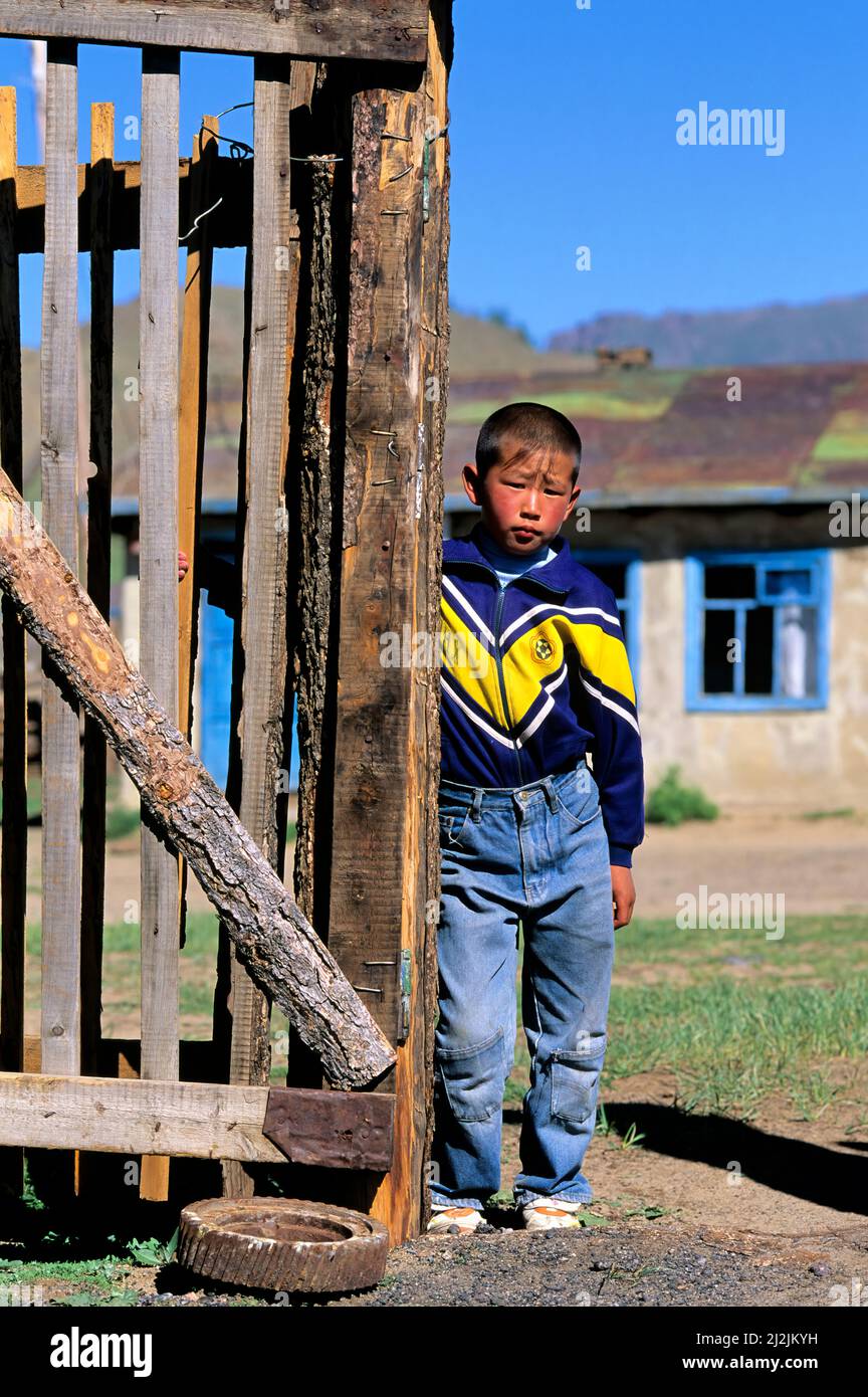 Mongolia. Children in a village Stock Photo - Alamy