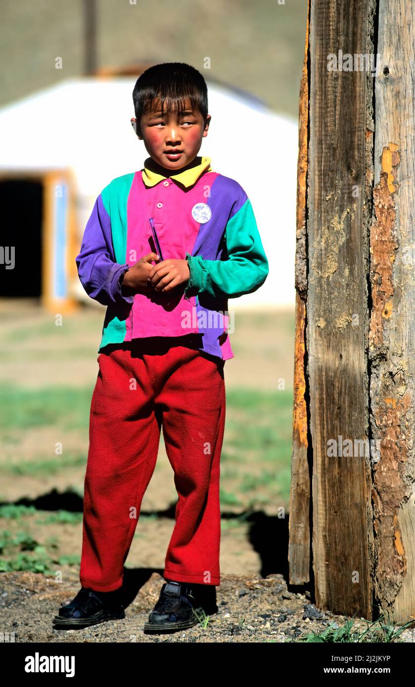 Mongolia. Children in a village Stock Photo - Alamy