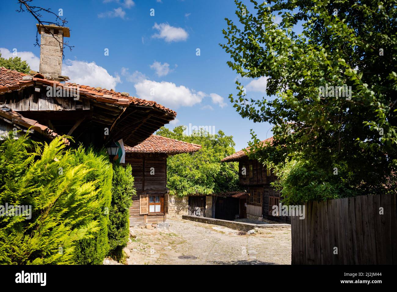 Summer landmark photo of old and authentic bulgarian Zheravna village ...