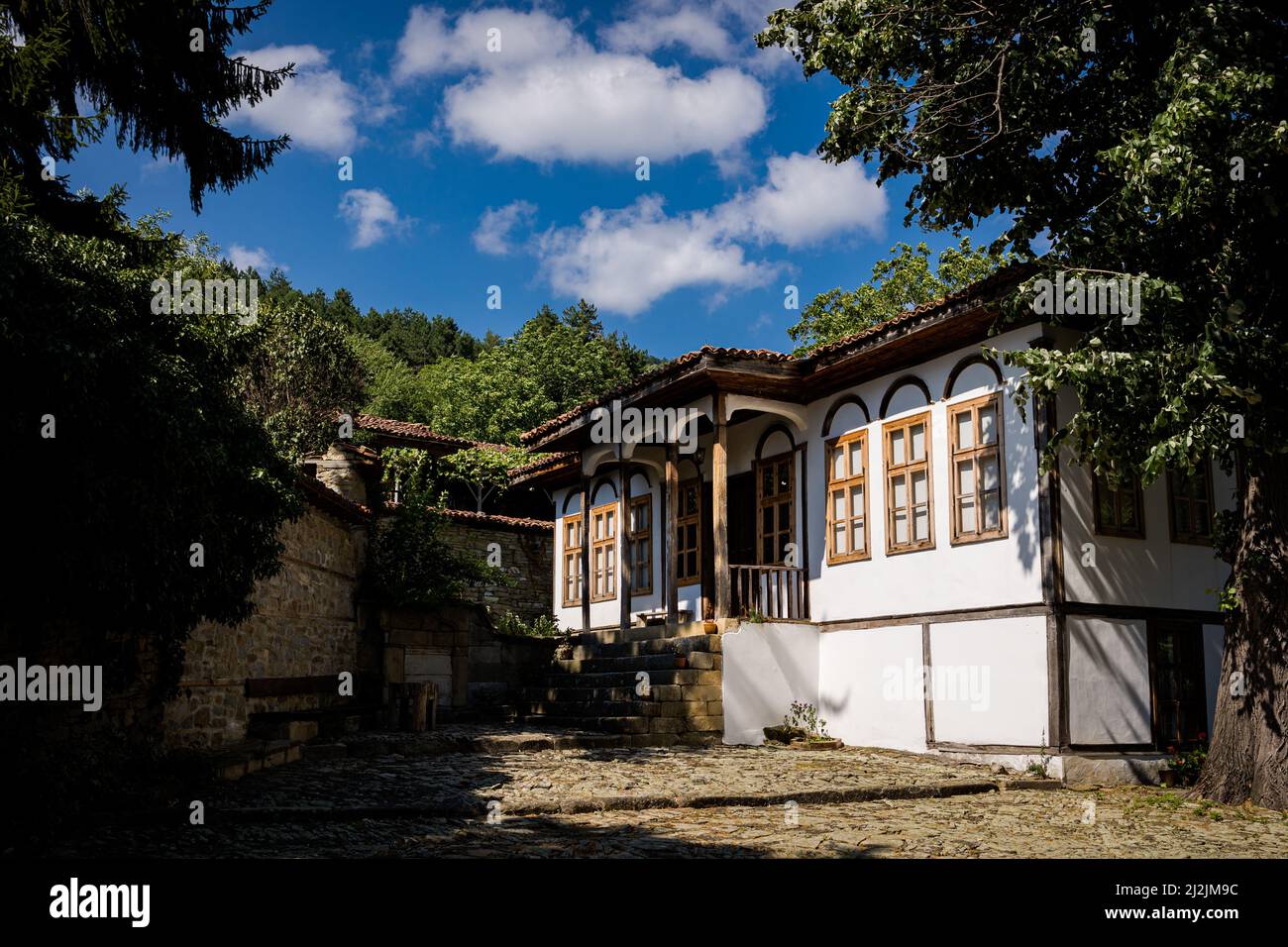 Summer landmark photo of old and authentic bulgarian Zheravna village ...