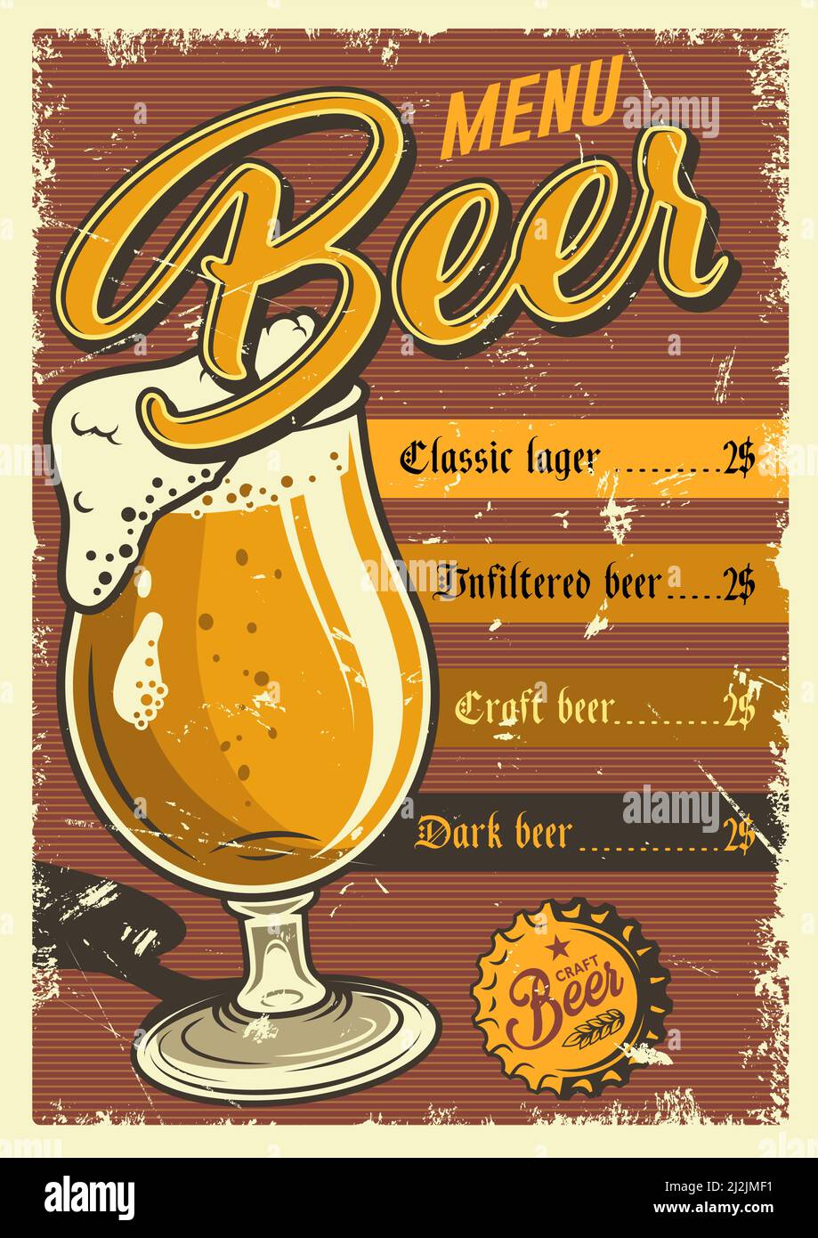 Beer advertising on grunge background with glass of beer and creative ...