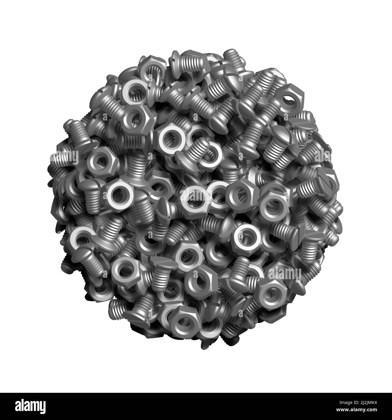 abstract 3d sphere, bolts, metallic gear Stock Photo - Alamy