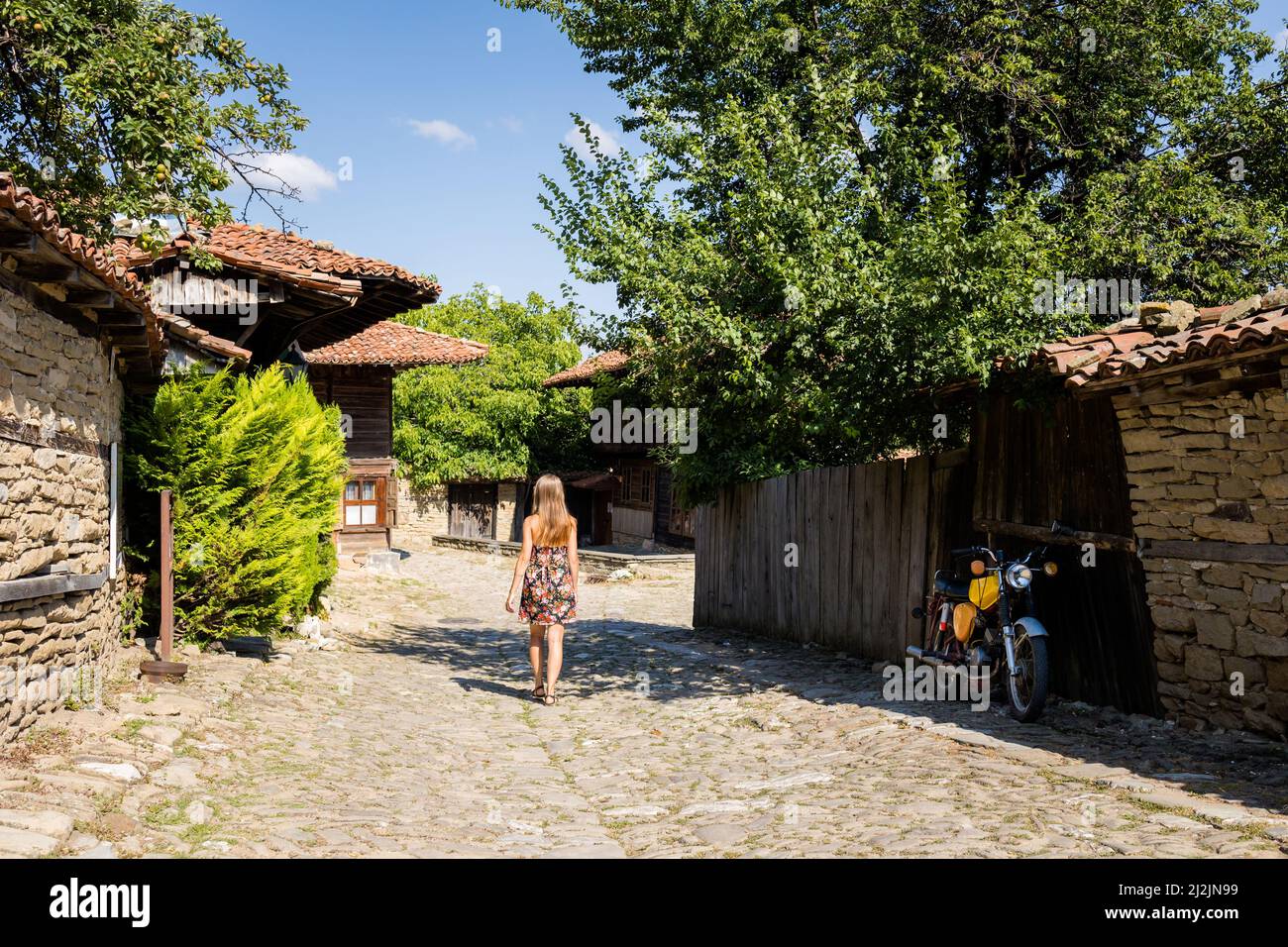 Summer landmark photo of old and authentic bulgarian Zheravna village ...