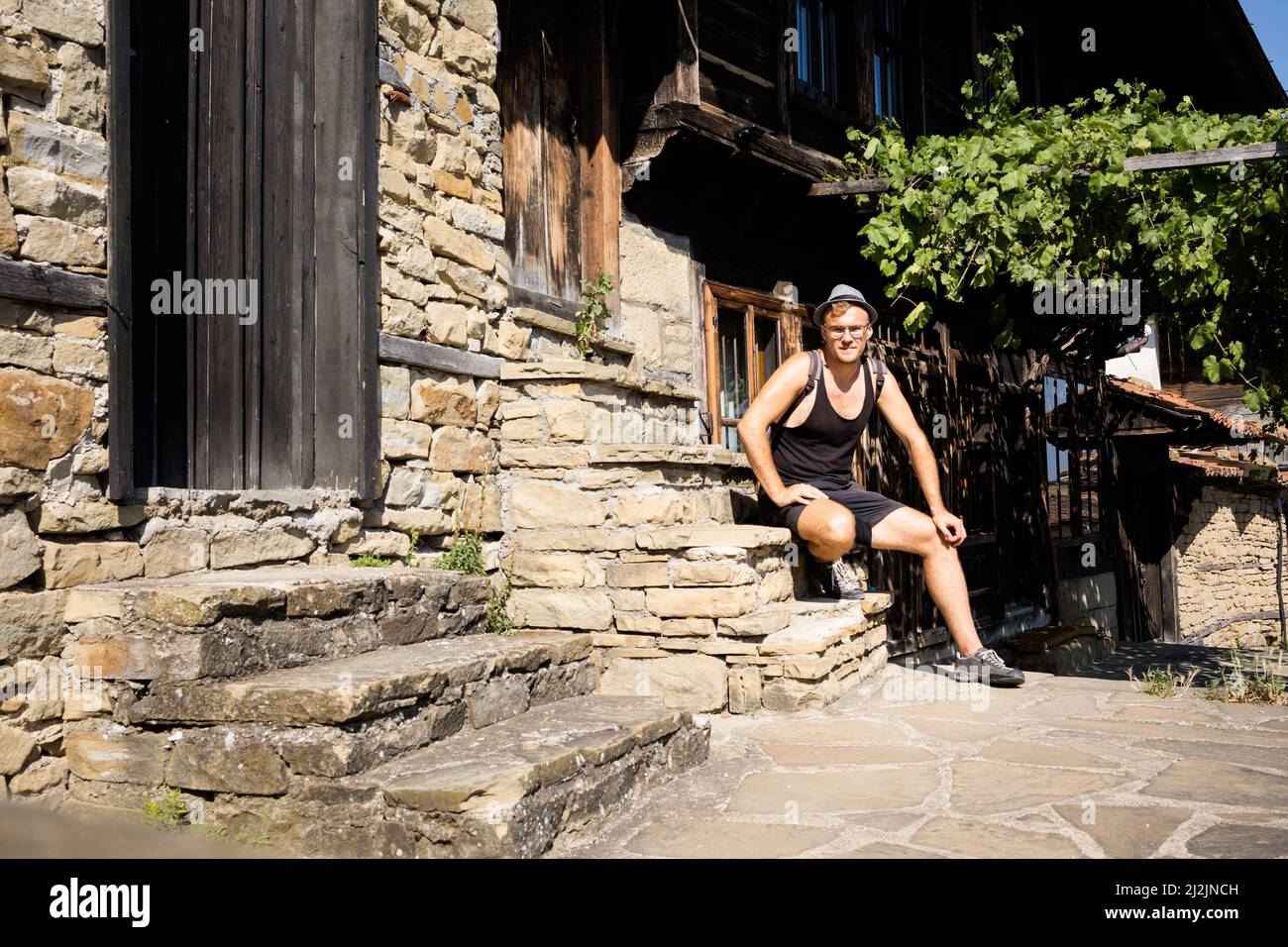 Summer landmark photo of old and authentic bulgarian Zheravna village ...