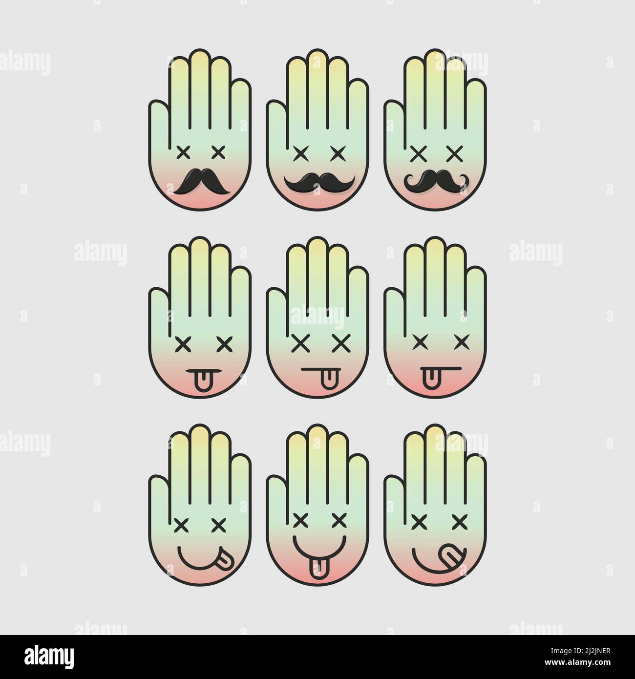 Hand Emoji cartoon with hangover expression collection Stock Vector ...