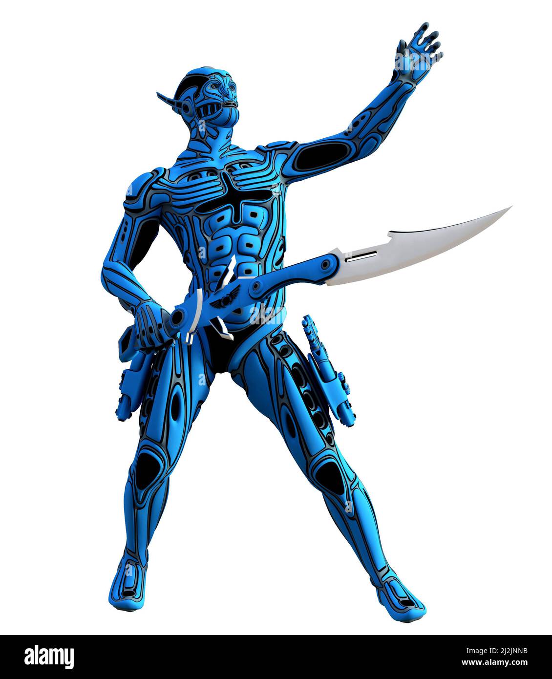 alien robotic warrior with futuristic sword, 3d illustration Stock ...