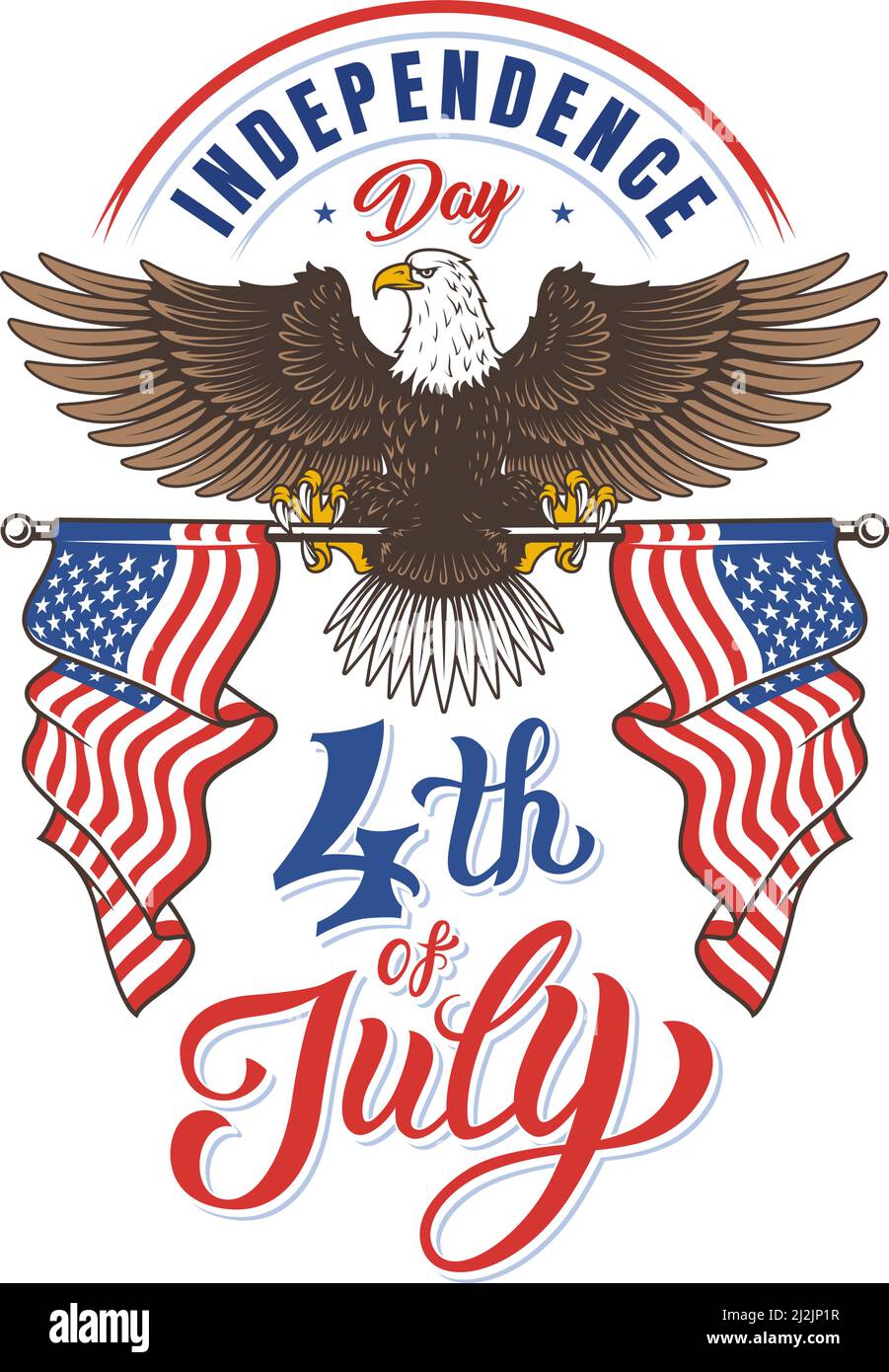 American eagle with flags. Vintage 4th Jule vector illustration Stock ...
