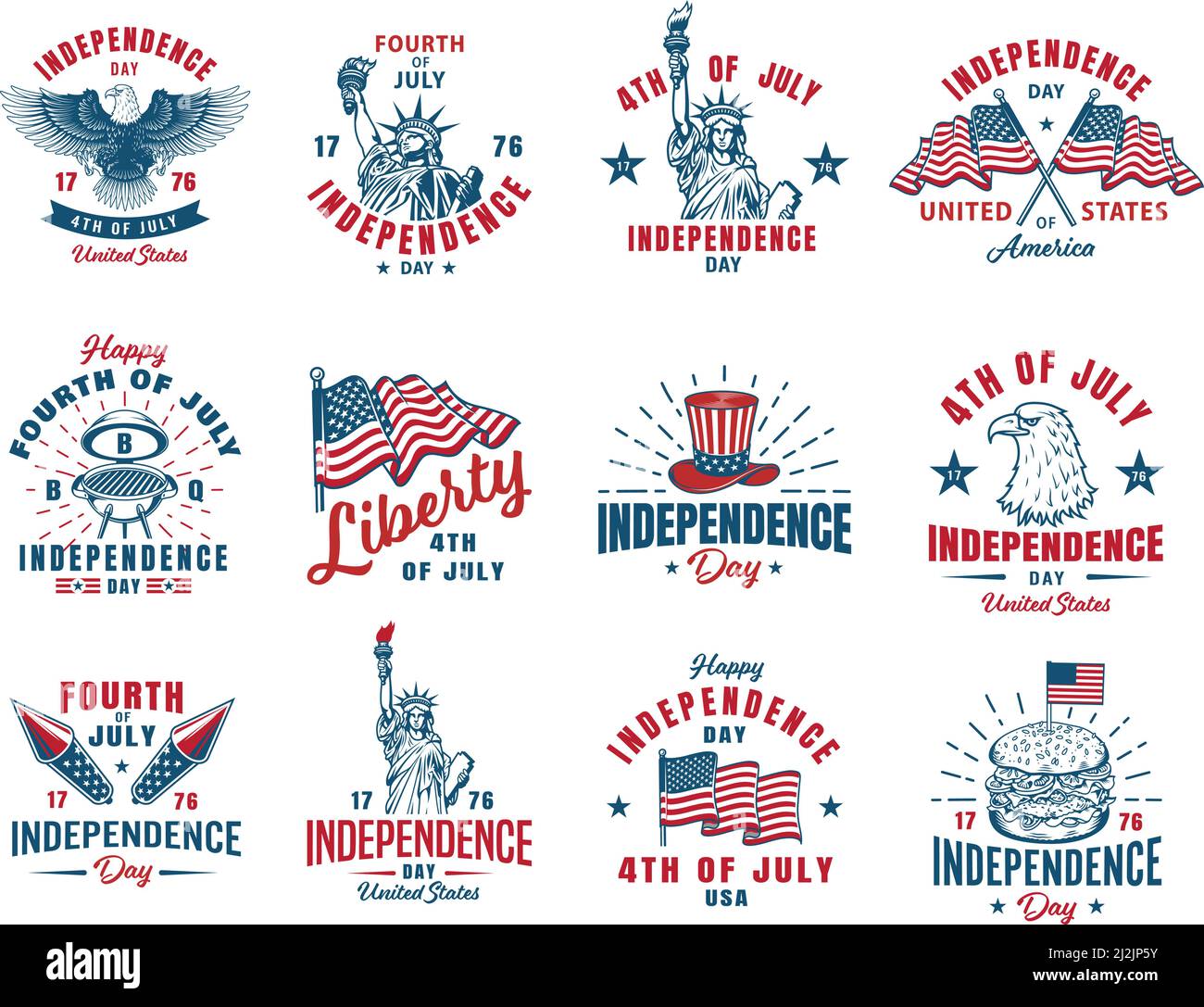 Set of 4th july vintage emblem. Vector illustration Stock Vector Image ...