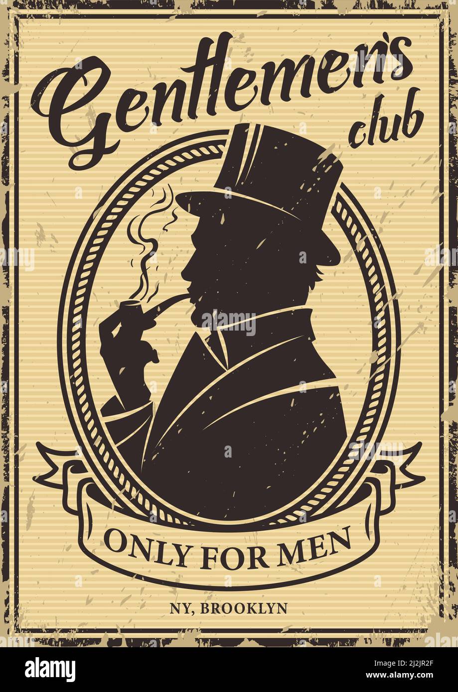 Vintage gentlemen's club poster with british man silhouette wearing top ...
