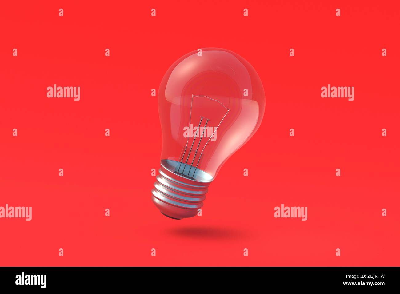 Light bulb on red background. Top view. 3d render Stock Photo - Alamy