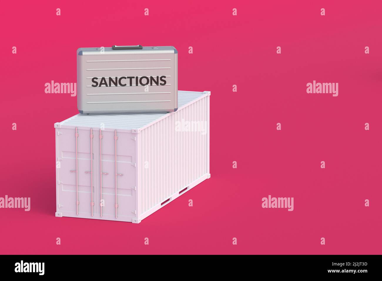 Freight shipping container, suitcase with word sanctions. Cargo ...