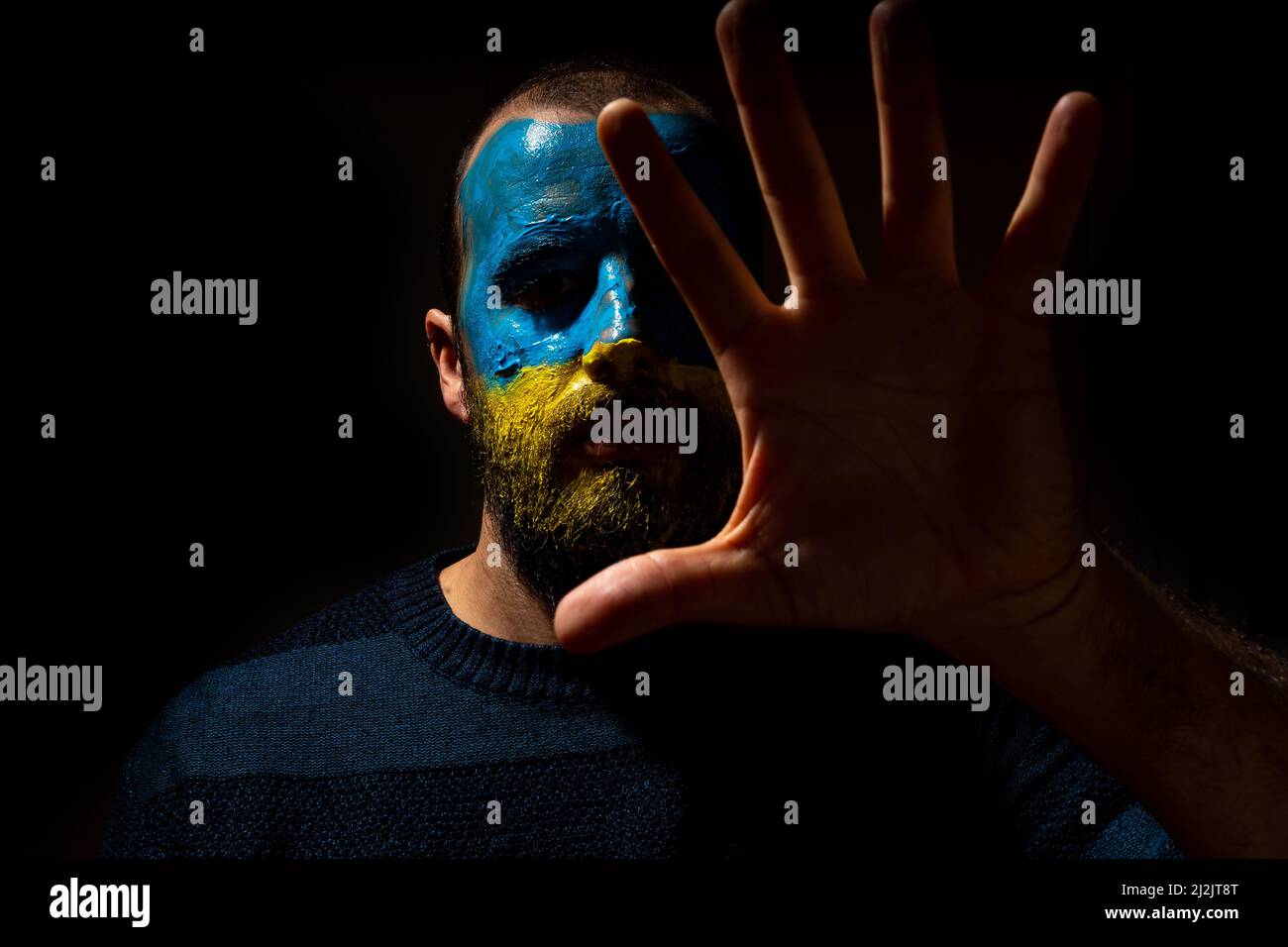 The Concept Stop war, the conflict between Ukraine and Russia. Portrait ...