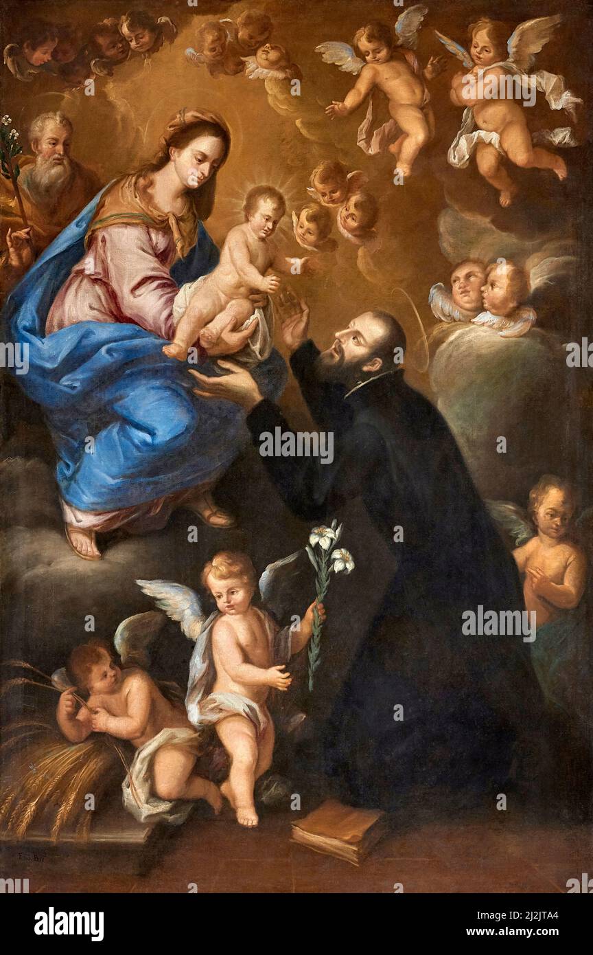 The Virgin introduces the Child to St.Gaetano by Thiene - oil on canvas ...