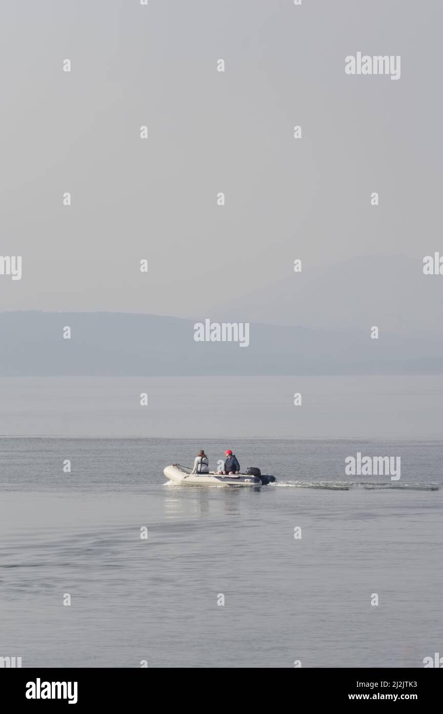Inflatable dingy boat out on sea adventure Stock Photo - Alamy